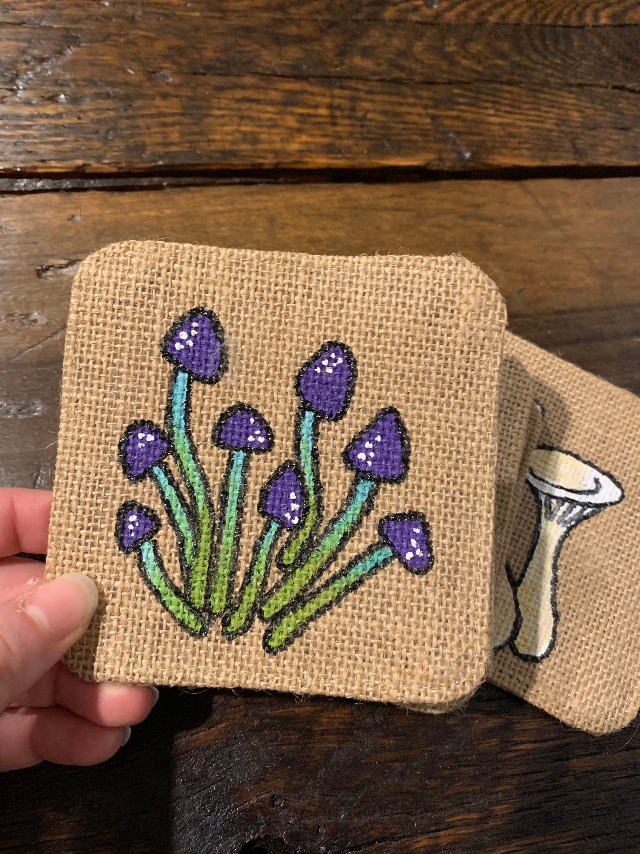 Painted Mushroom Coasters Set of 4