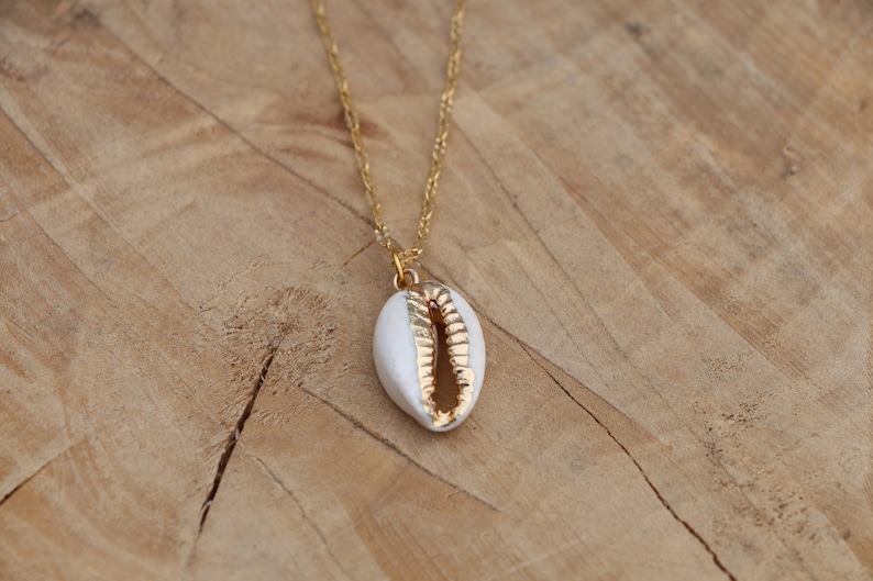 Gold Cowrie Necklace Sea Shell Necklace Natural Shell | Etsy