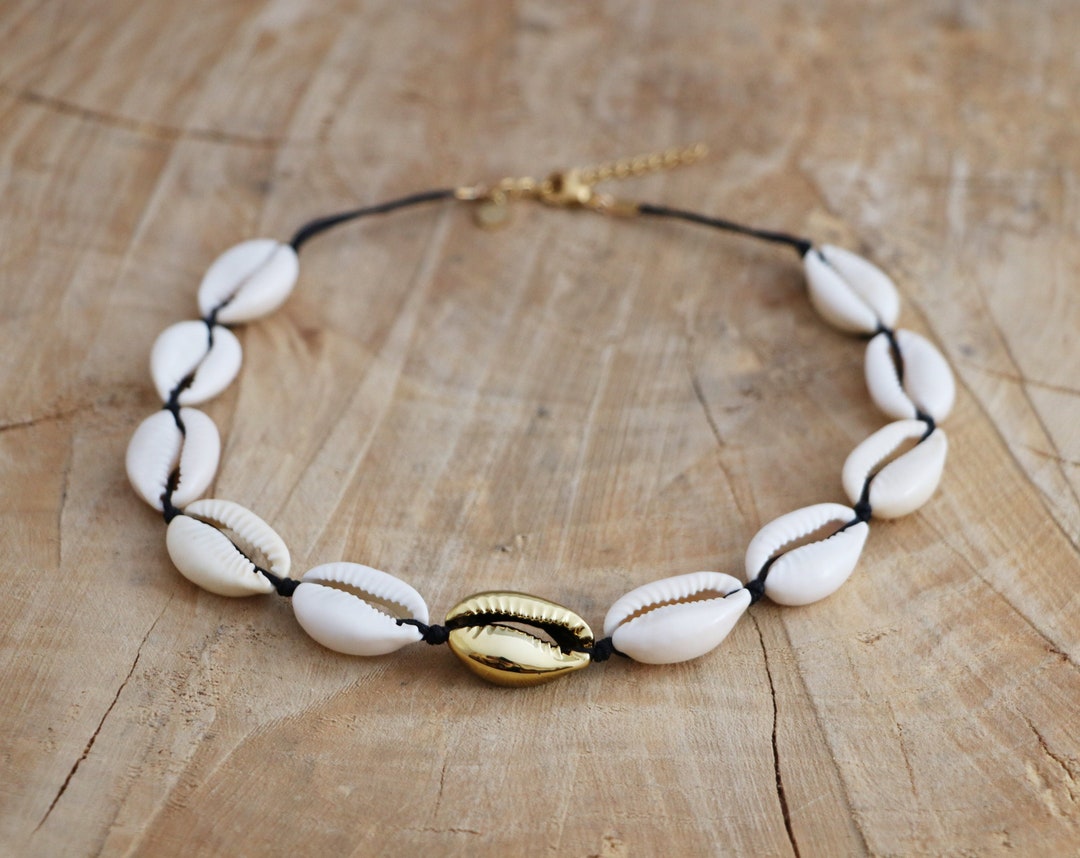 Cowrie Shell Choker: Gold Plated Accent, Beach Necklace - Etsy