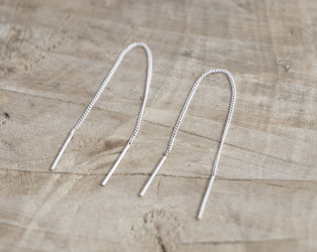 Threader Earrings | Ear Wire Dangle Chain | Pull-through Earring ...