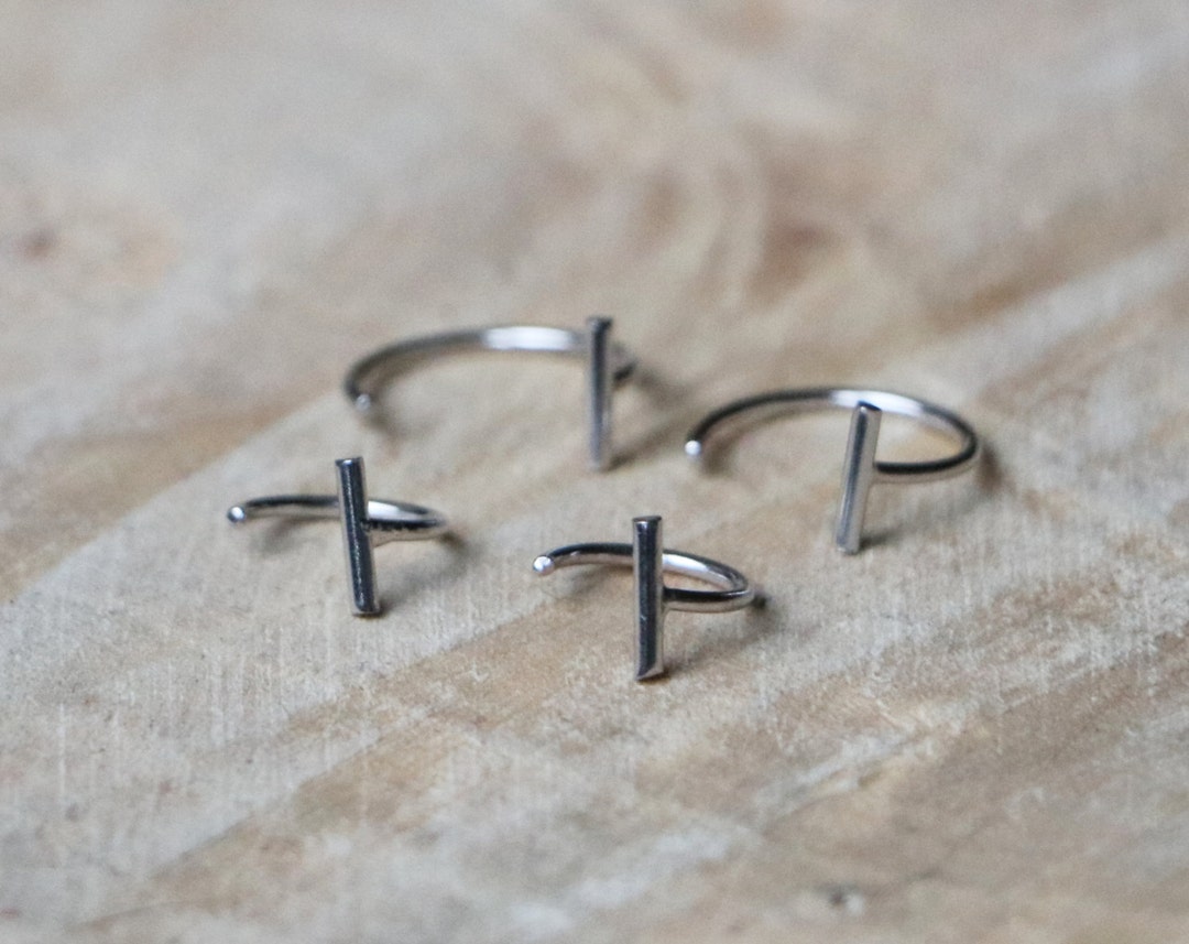 Sterling Silver Hug Hoops | Tiny Minimalist Hug Earrings | Silver Bar ...