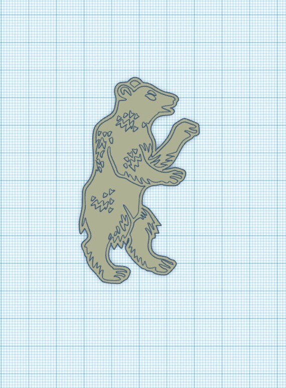 Standing Bear Outline 3D Printed Block Stamp | Etsy