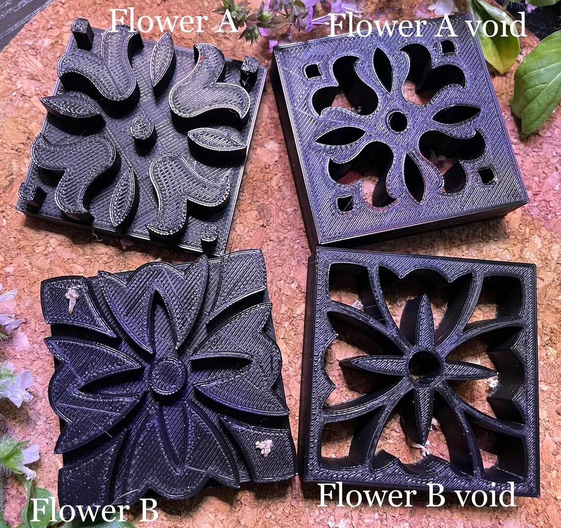Floral Squares 3D Printed Block Stamps - Etsy