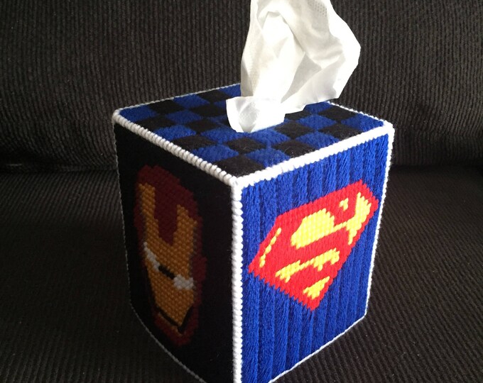 Superheroes - Plastic Canvas Tissue Box Cover - Tissue Topper - TBC - Etsy