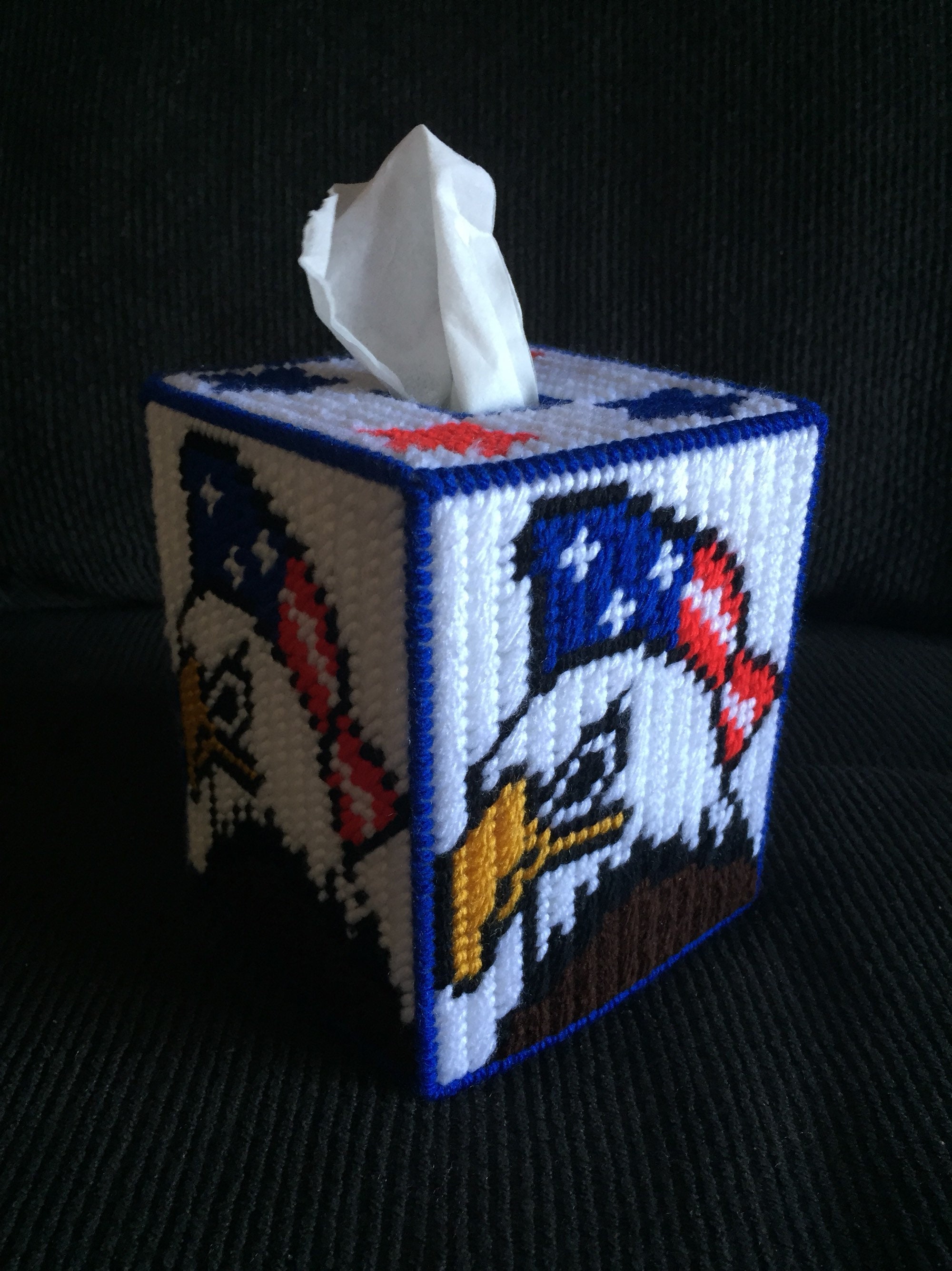 Patriotic American Eagle Plastic Canvas Tissue Box Cover TBC Tissue ...