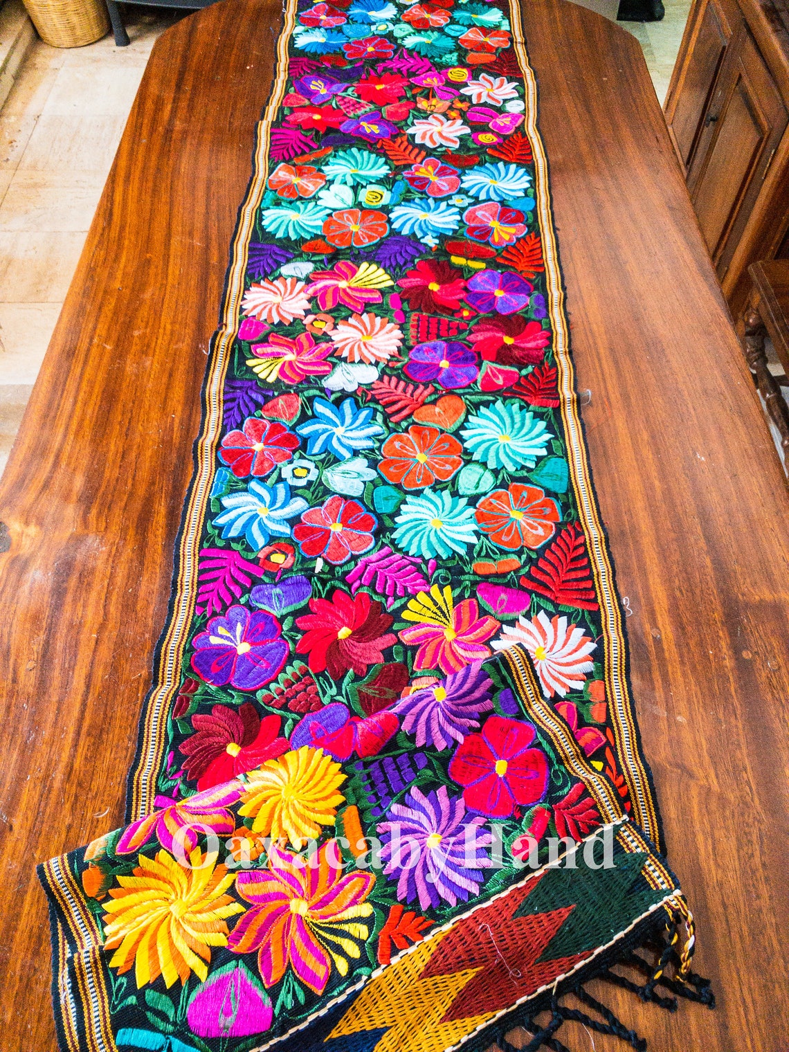 Mexican Table Runner Embroidered Runner Hand-Woven runner | Etsy