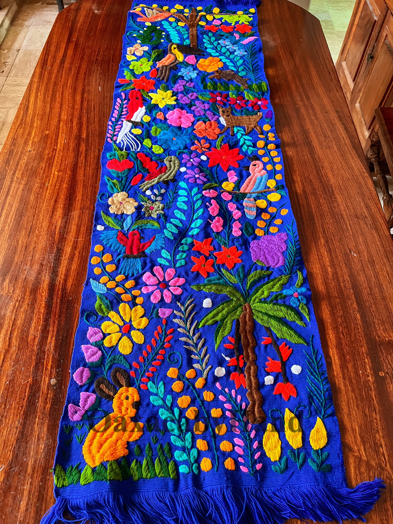 Mexican Table Runner Hand Embroidered Runner Hand-woven - Etsy