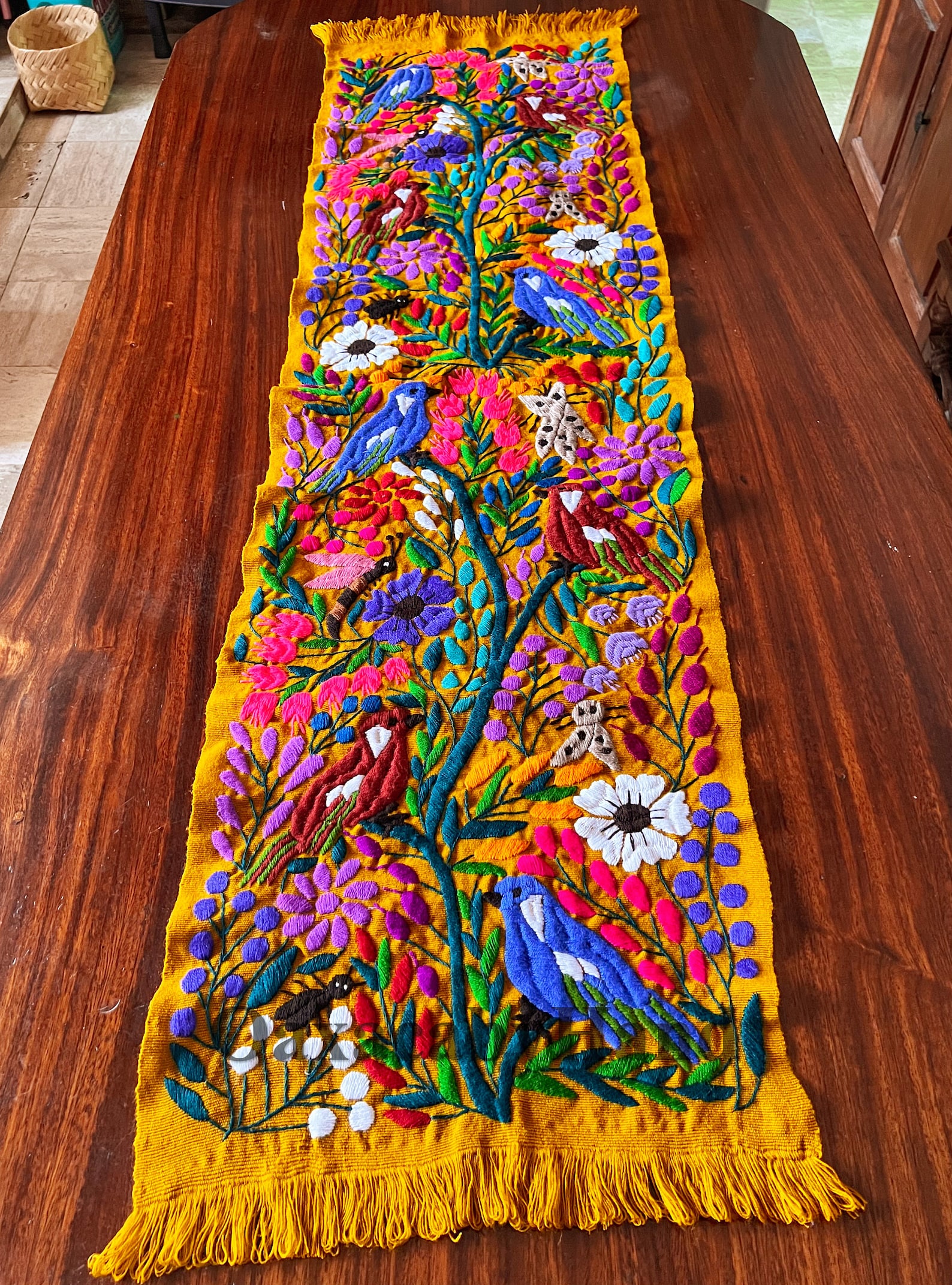 Mexican Table Runner Hand Embroidered Runner Hand-woven - Etsy