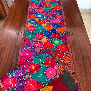 Mexican Table Runner Embroidered Runner Hand-Woven runner | Etsy