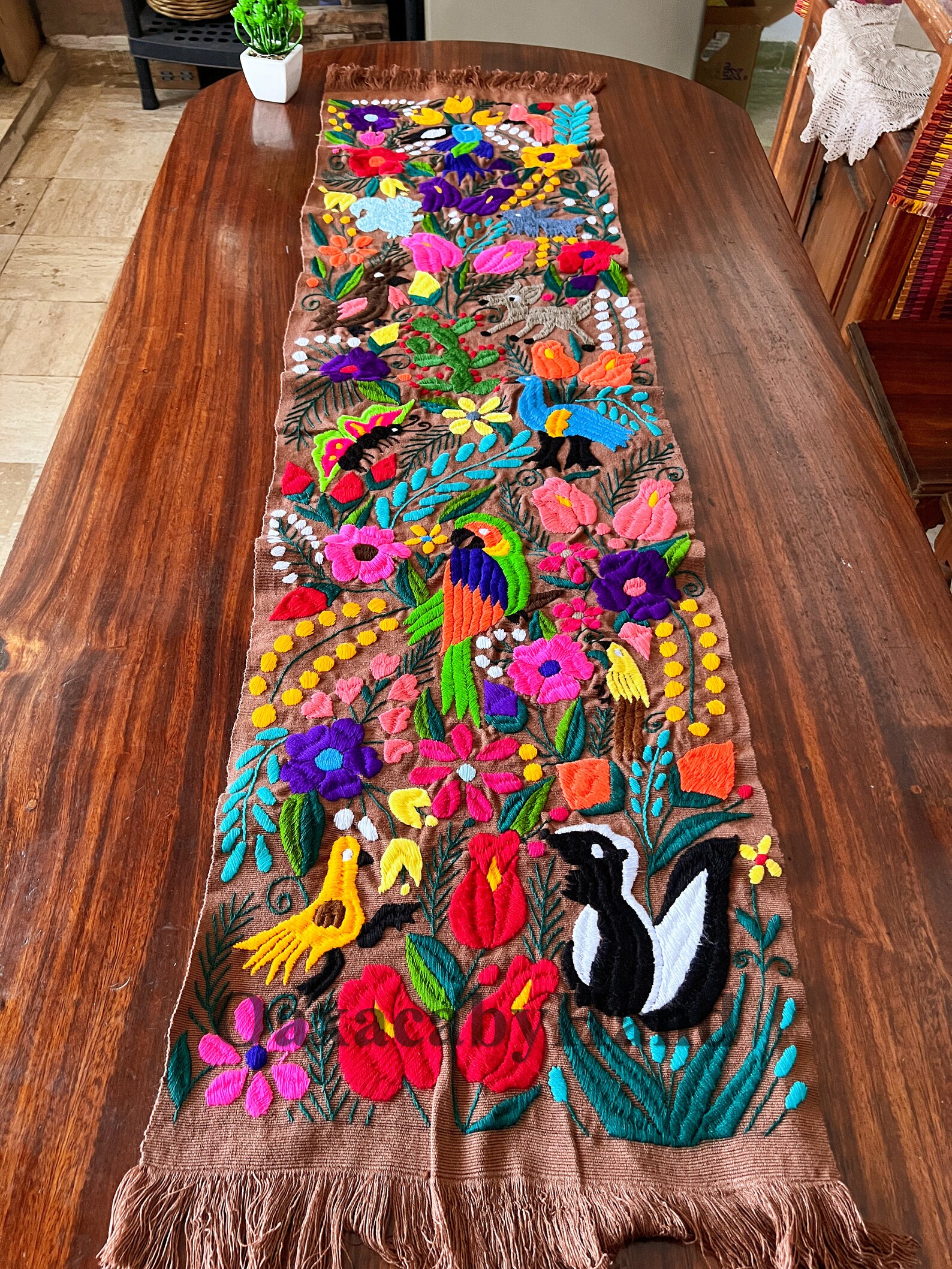 Mexican Table Runner Hand-embroidered Runner Hand-woven - Etsy