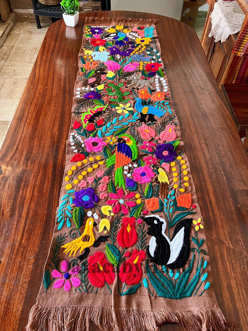Mexican Table Runner Hand-embroidered Runner Hand-woven - Etsy