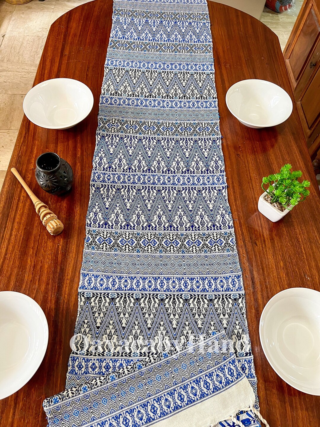 Hand Woven Mexican Table Runner - Chiapas Runner - Back Strap Loom ...