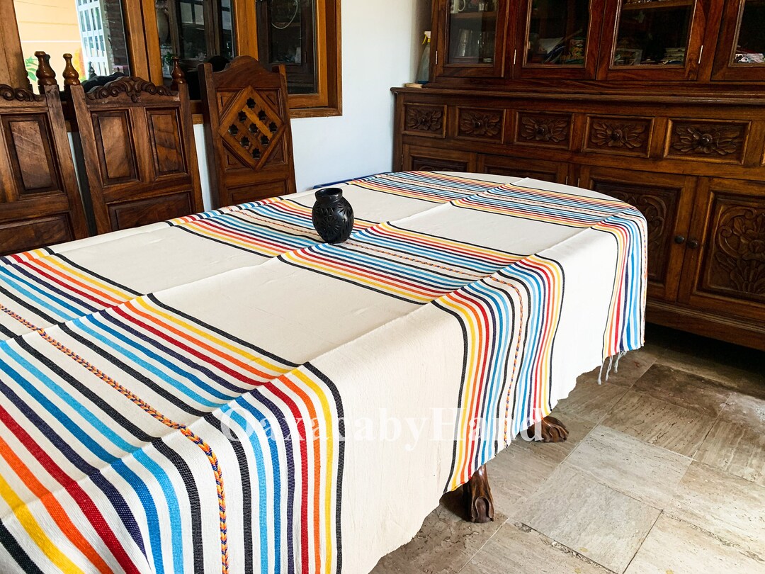 Mexican Tablecloth - Mexico Blanket -oaxaca Tablecloth - Cotton ...