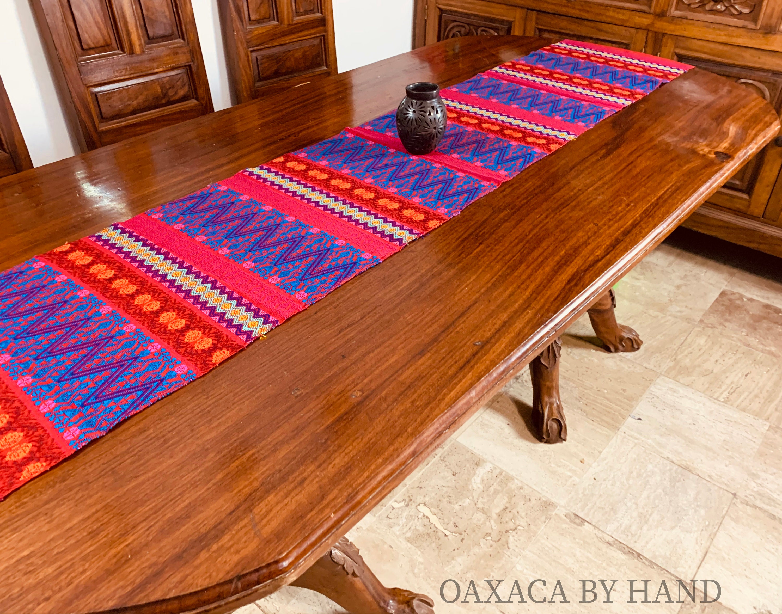 Hand Woven Mexican Table Runner Chiapas Runner Back strap | Etsy