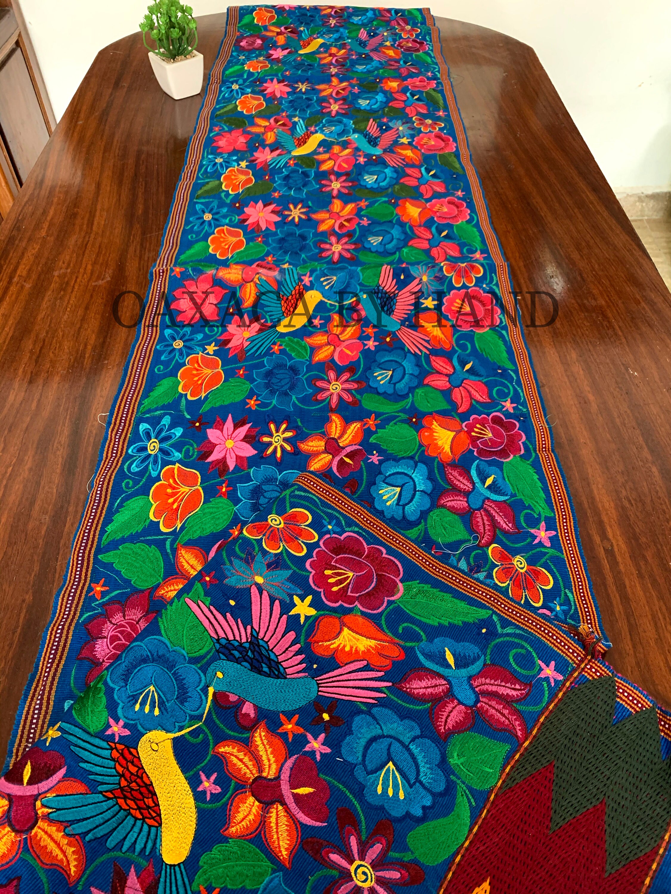 Mexican Table Runner Embroidered Runner Hand-Woven runner | Etsy