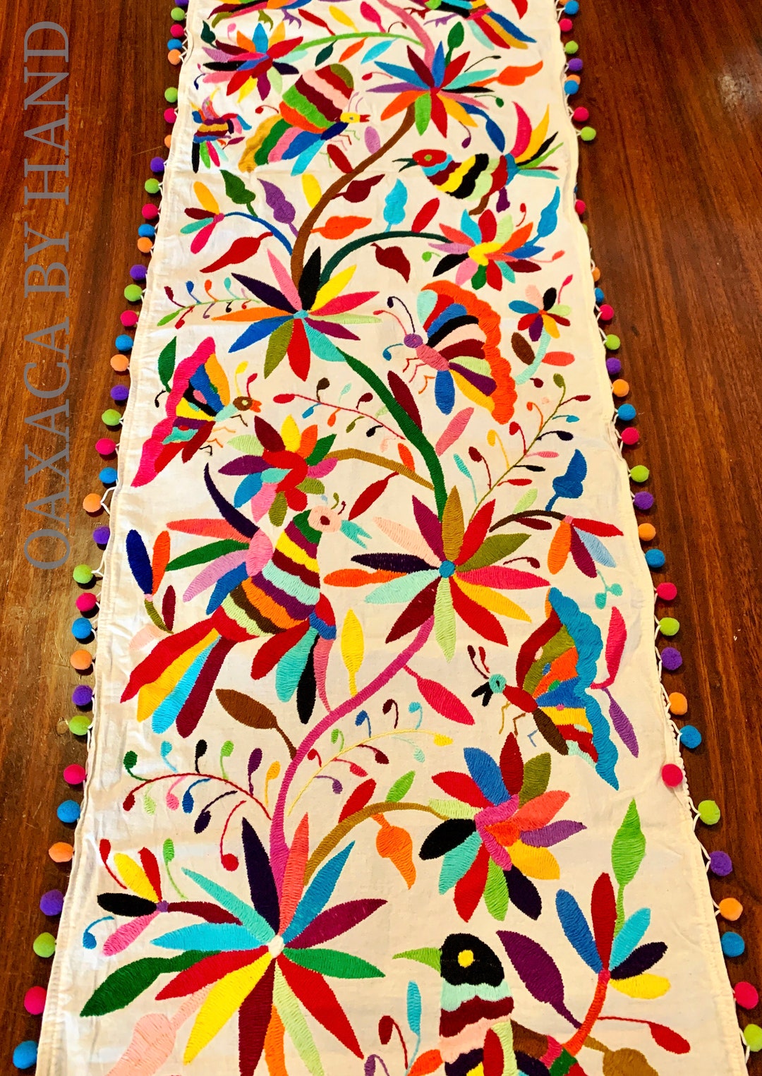 Otomi Table Runner, Hand Embroidered Runner, Mexican Table Runner, Bed ...
