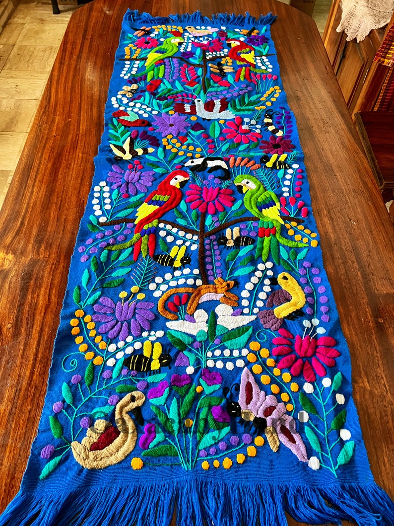 Mexican Table Runner Hand-embroidered Runner Hand-woven - Etsy