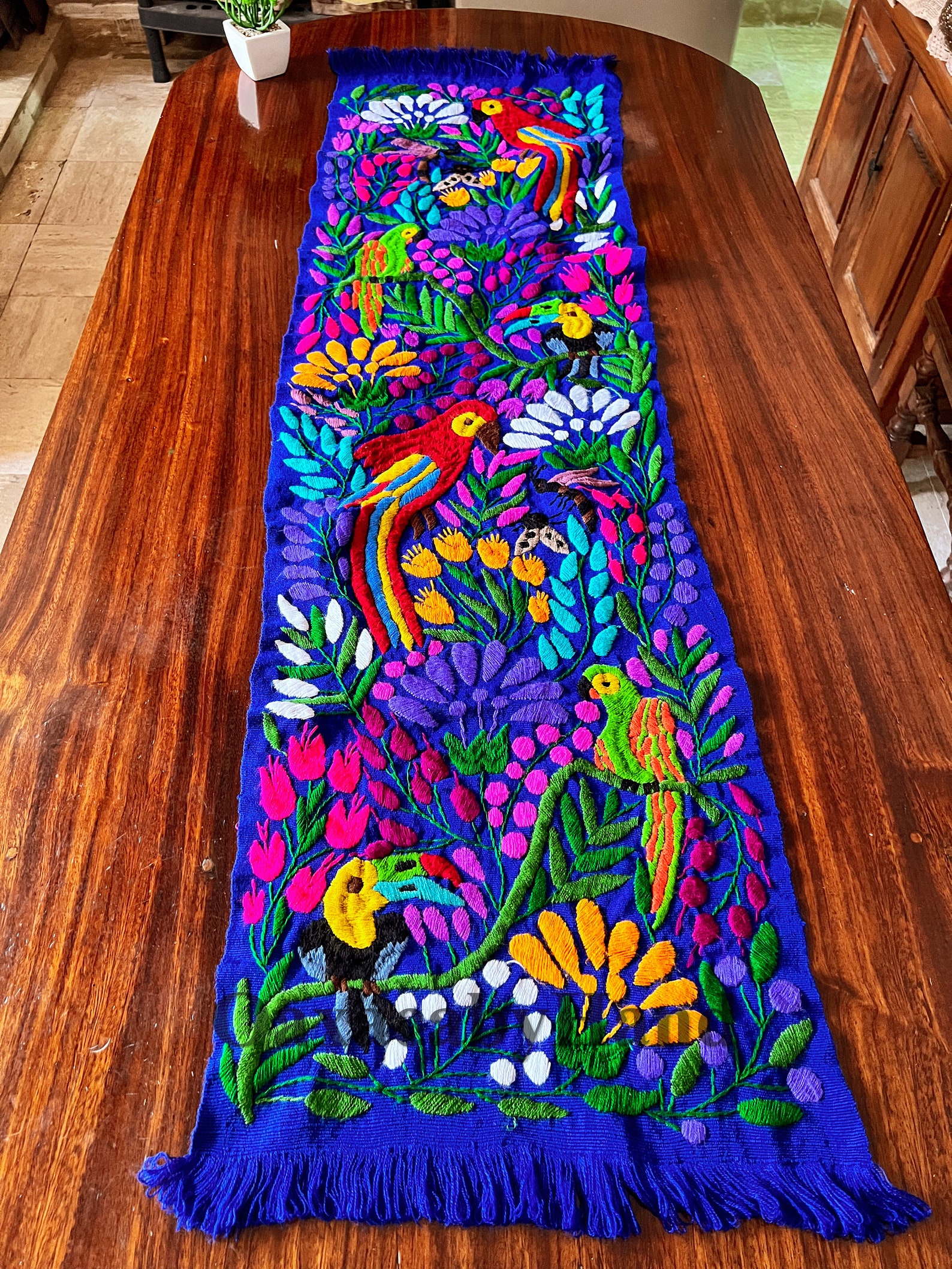 Mexican Table Runner Hand Embroidered Runner Hand-woven - Etsy