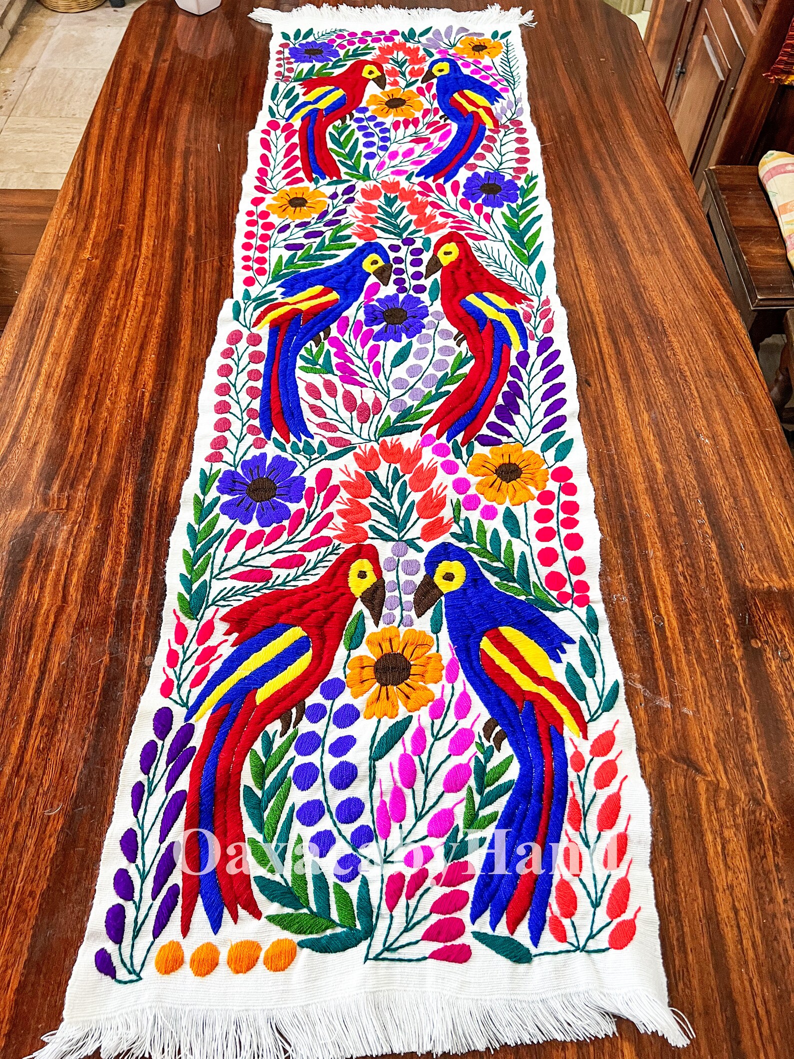 Mexican Table Runner Hand Embroidered Runner Hand-woven - Etsy