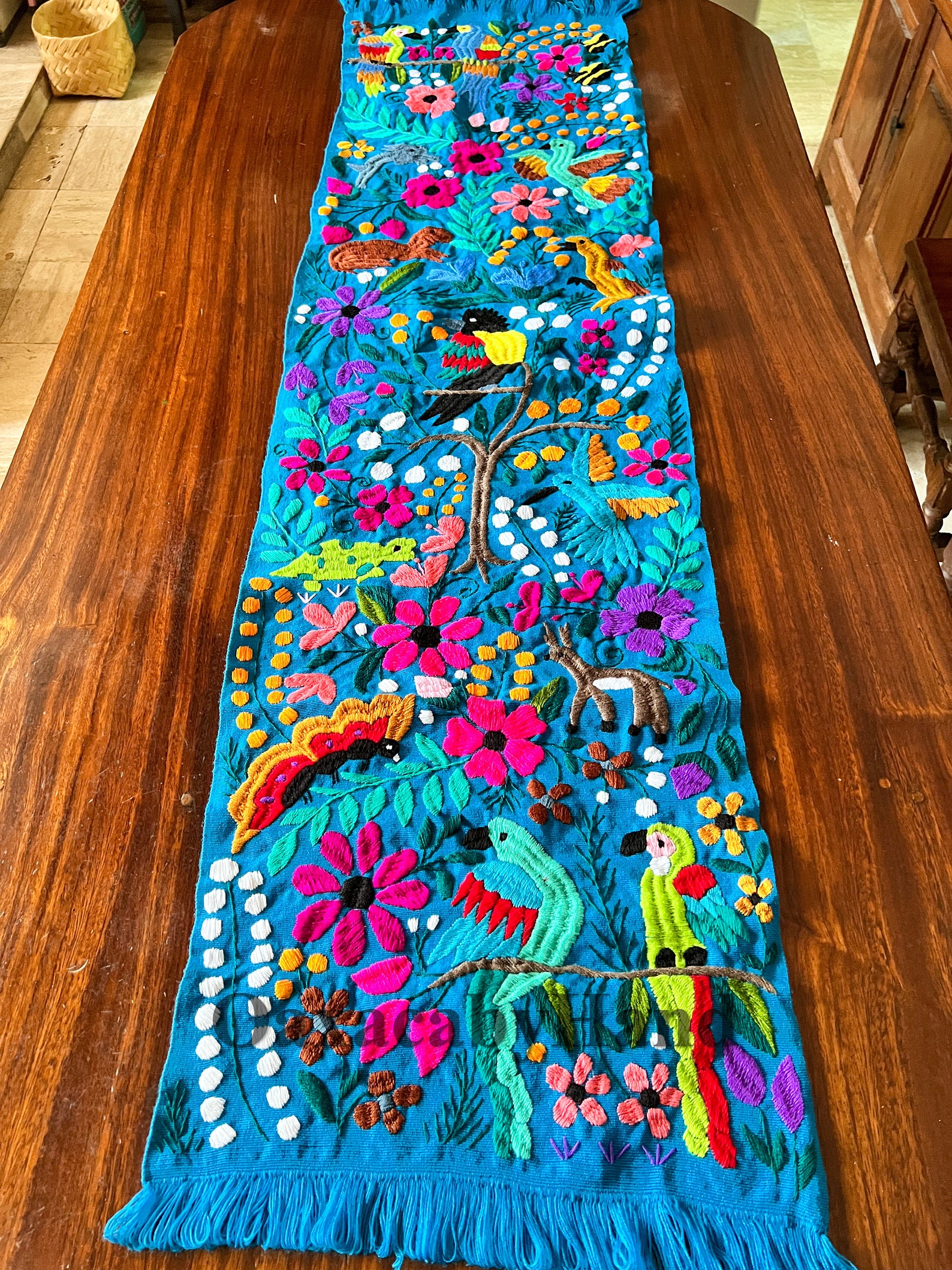 Mexican Table Runner Hand Embroidered Runner Hand-woven - Etsy