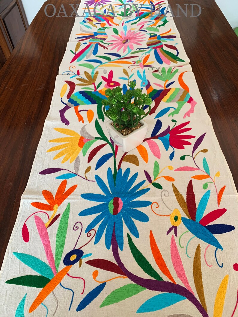 Colorful Otomi Table Runner Hand Embroidered Runner Mexican - Etsy