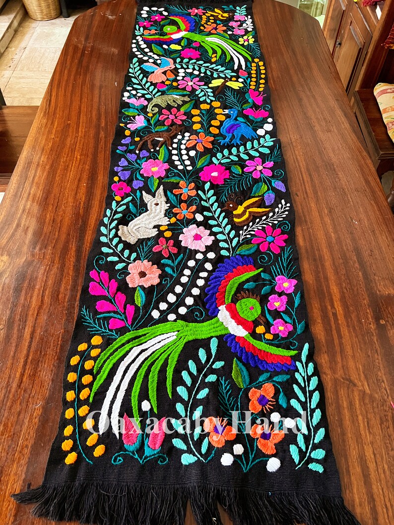 Mexican Table Runner Hand Embroidered Runner Hand-woven | Etsy
