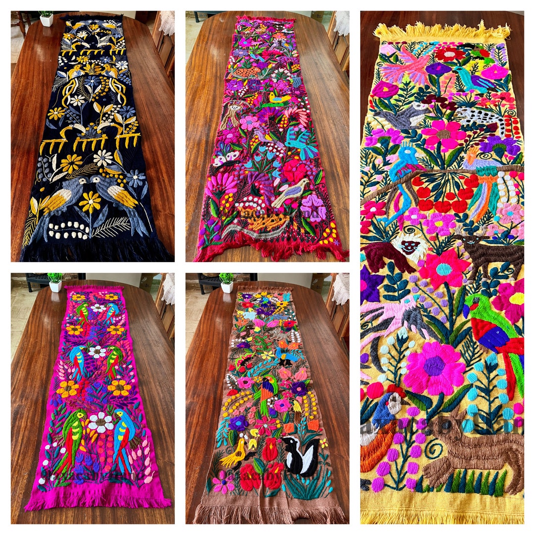 Mexican Table Runner Hand Embroidered Runner Hand-woven - Etsy
