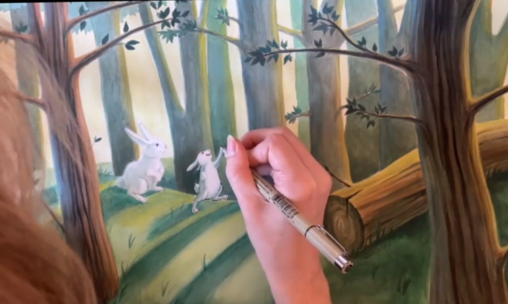 Rabbits in the Forest Art Print - Etsy
