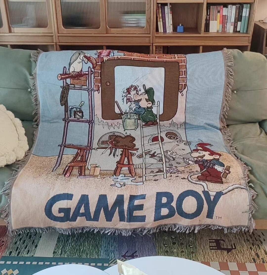Super Mario Blanket Knit Mario Tablecloth Mario Throw Blanket Arcade ...