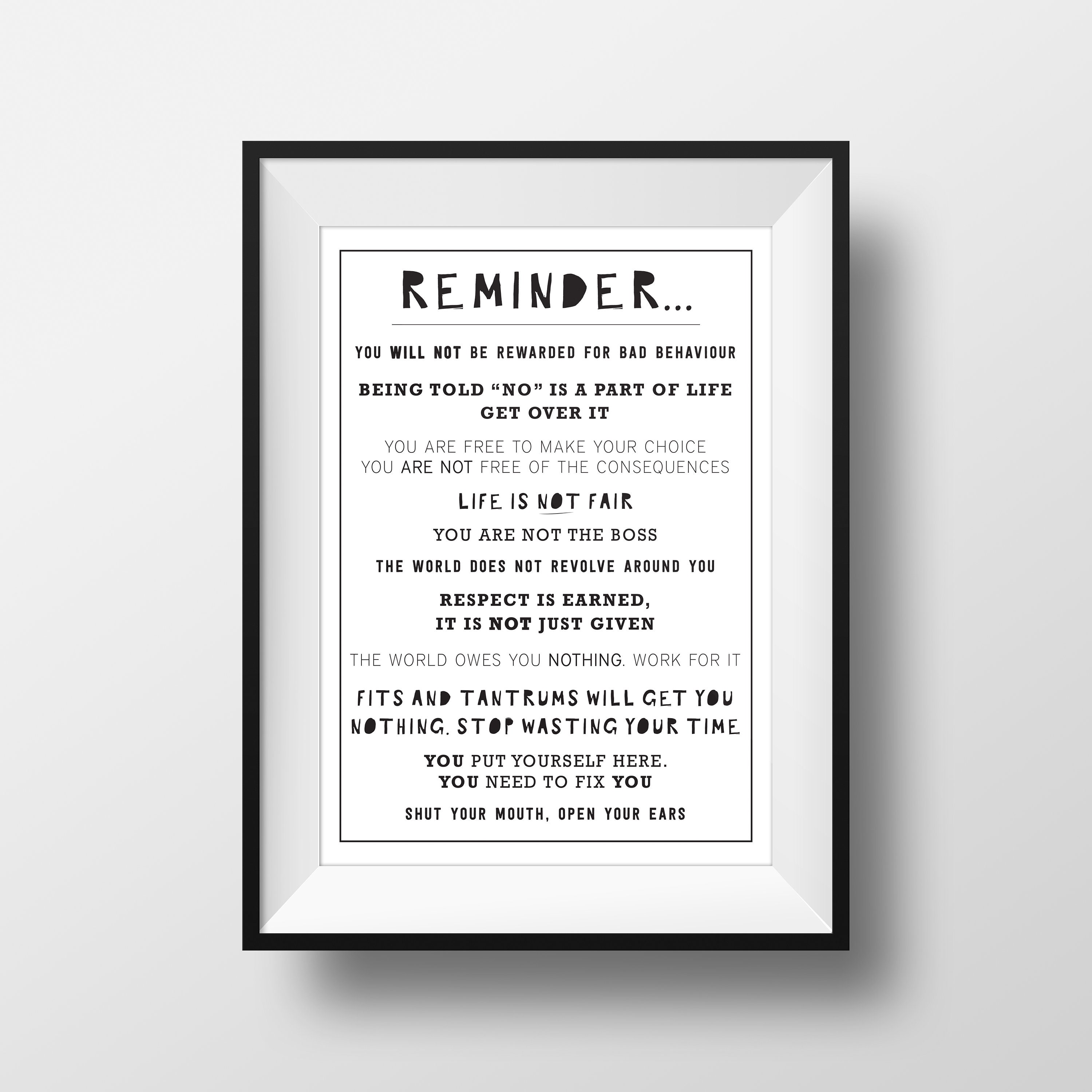 House rules reminder print wall art behaviour kids | Etsy