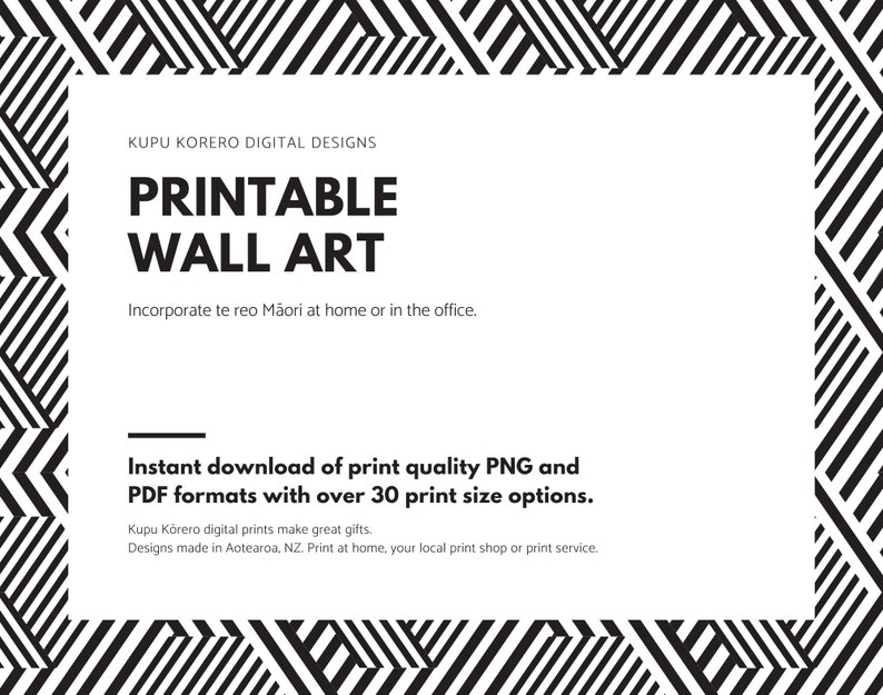 Pātiki - Tukutuku - Digital Print - Māori Wall Art - New Zealand Art ...