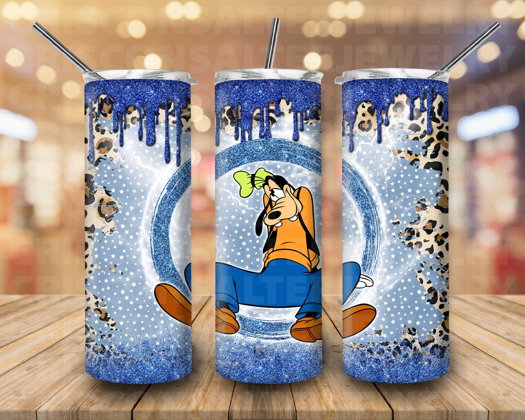 Ddisney Groofy 20oz Skinny Tumbler Sublimation Glitter Dripping Leopard ...