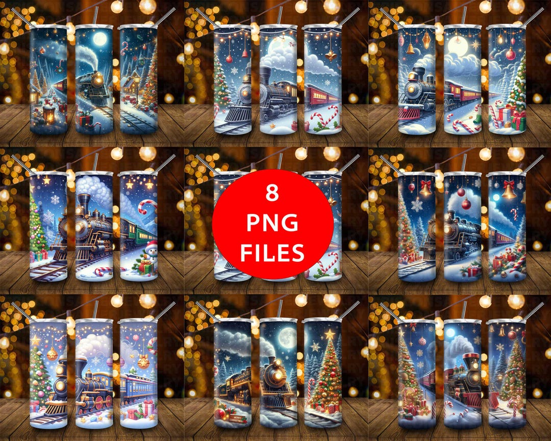 Bundle Christmas Polar Express 20oz Skinny Tumbler Sublimation Merry ...
