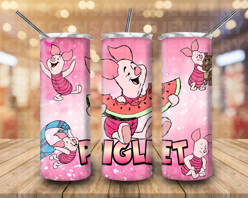 Ddisney Piglet 20oz Skinny Tumbler Sublimation Piglet Seamless Cartoon ...