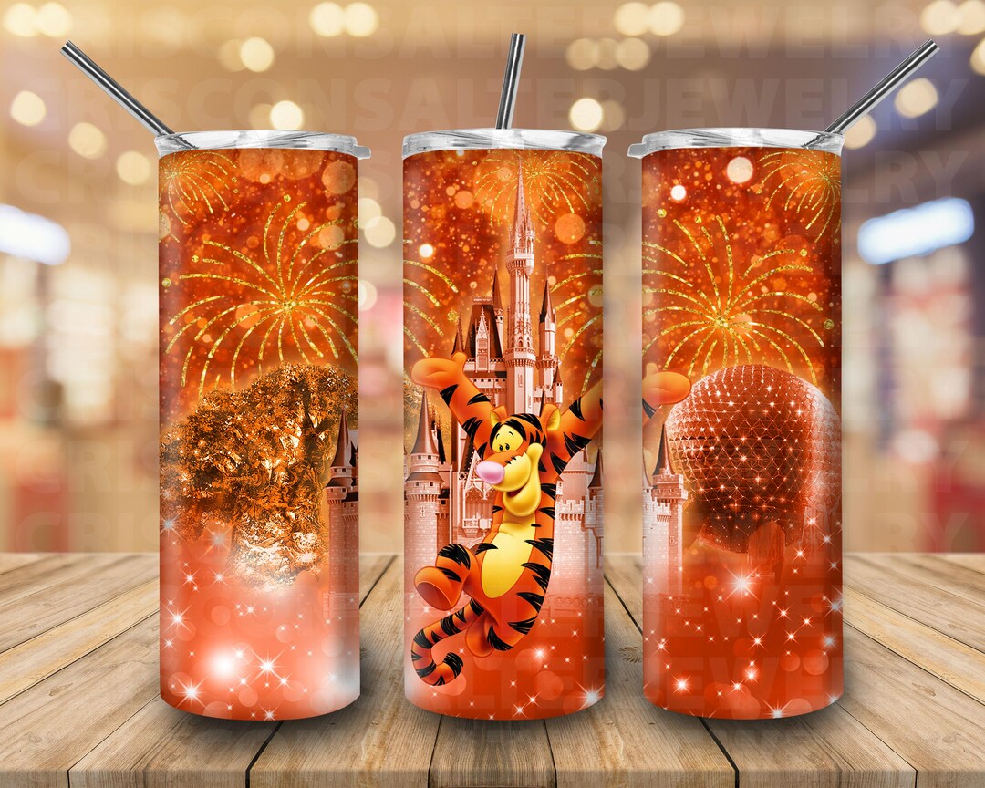 Ddisney Tigger 20oz Skinny Tumbler Sublimation Sparkling Fireworks ...
