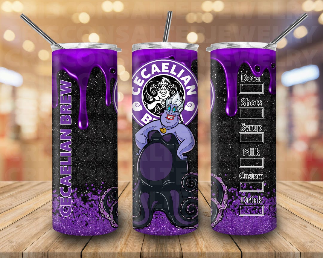 Ddisney Villain Little Mermaid Ursula 20oz Skinny Tumbler Sublimation ...