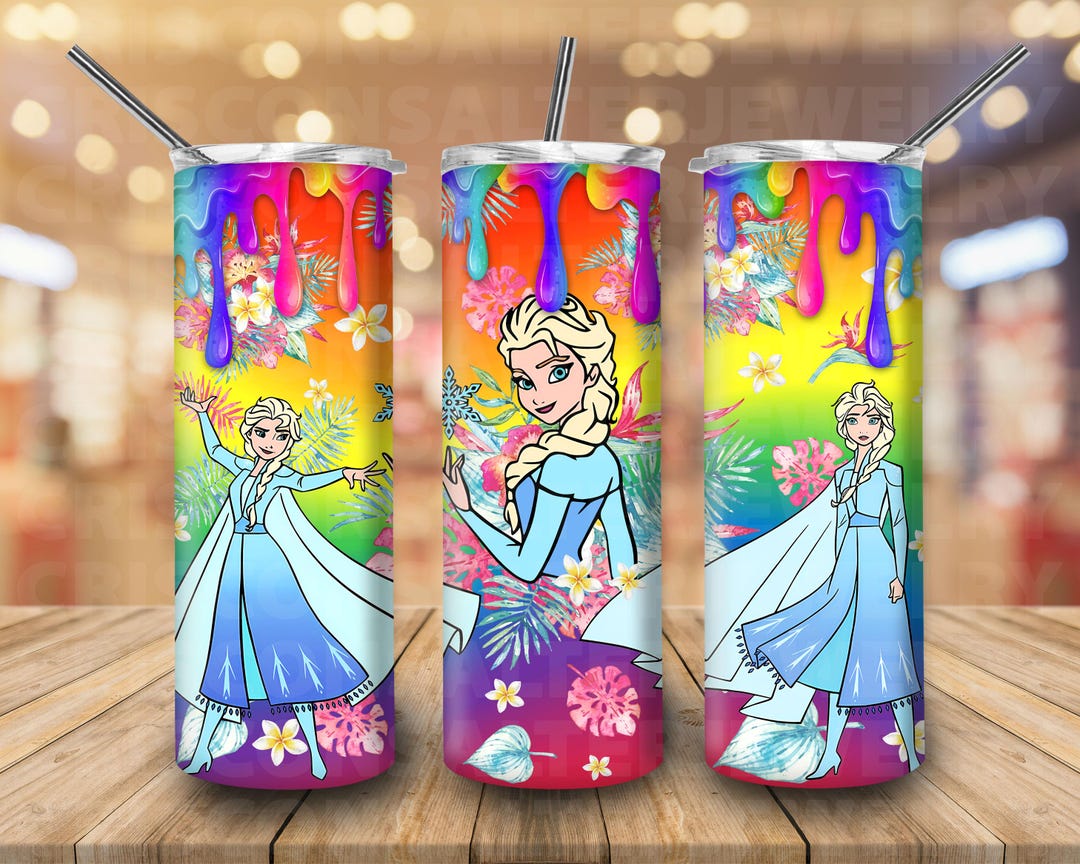 Ddisney Princess Frozen Elsa 20oz Skinny Tumbler Sublimation Colorful ...