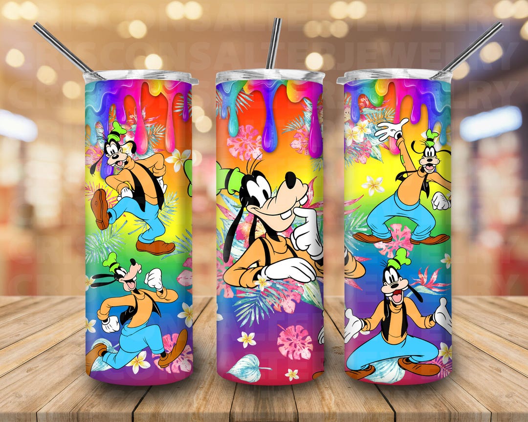 Ddisney Goofy Dog 20oz Skinny Tumbler Sublimation Colorful Dripping ...