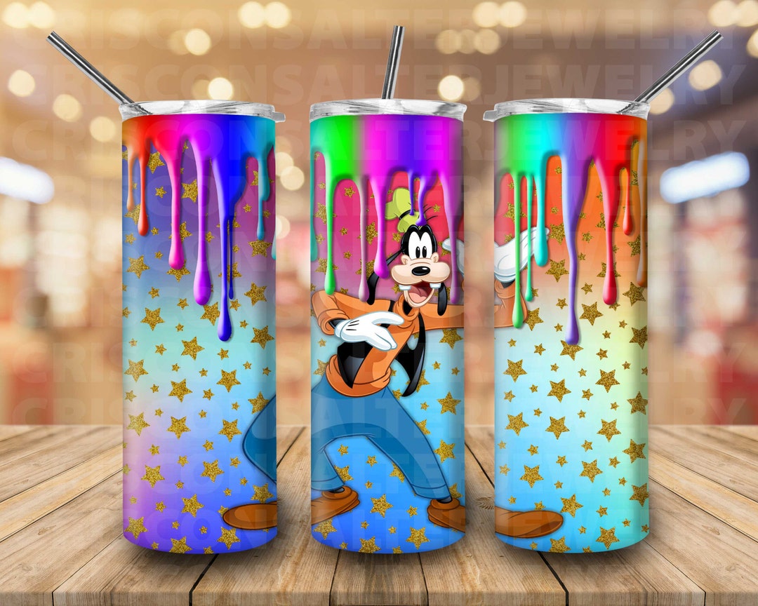 Ddisney Goofy 20oz Skinny Tumbler Sublimation Gradient Dripping Cartoon ...