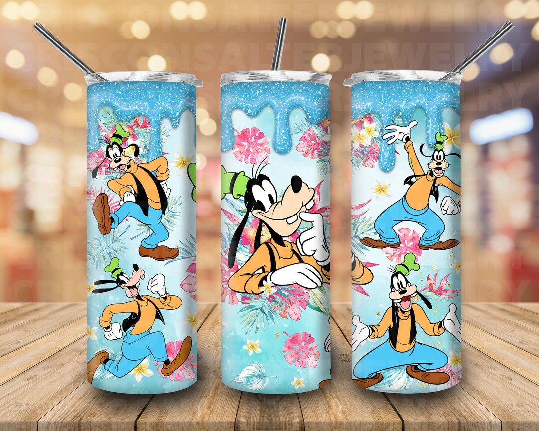 Ddisney Goofy Dog 20oz Skinny Tumbler Sublimation Glitter Dripping ...