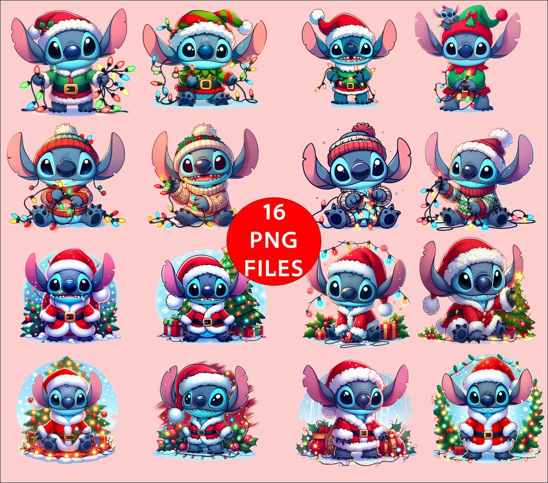 Bundle 16 Files Ddisney Christmas Stitch Pink Santa Claus Costume ...