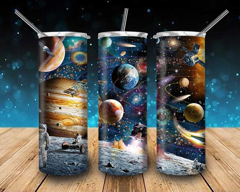 Solar System Planets Sun Moon Space Astronaut 20oz Skinny Tumbler ...
