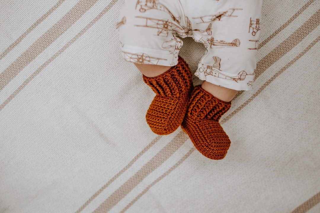 Double Thick Sole Booties 100% Merino Wool Crochet Pram - Etsy