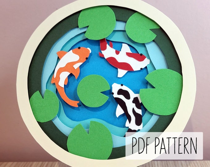 Koi Pond 3D Papercut Pattern | Instant Digital Download | Cutting ...