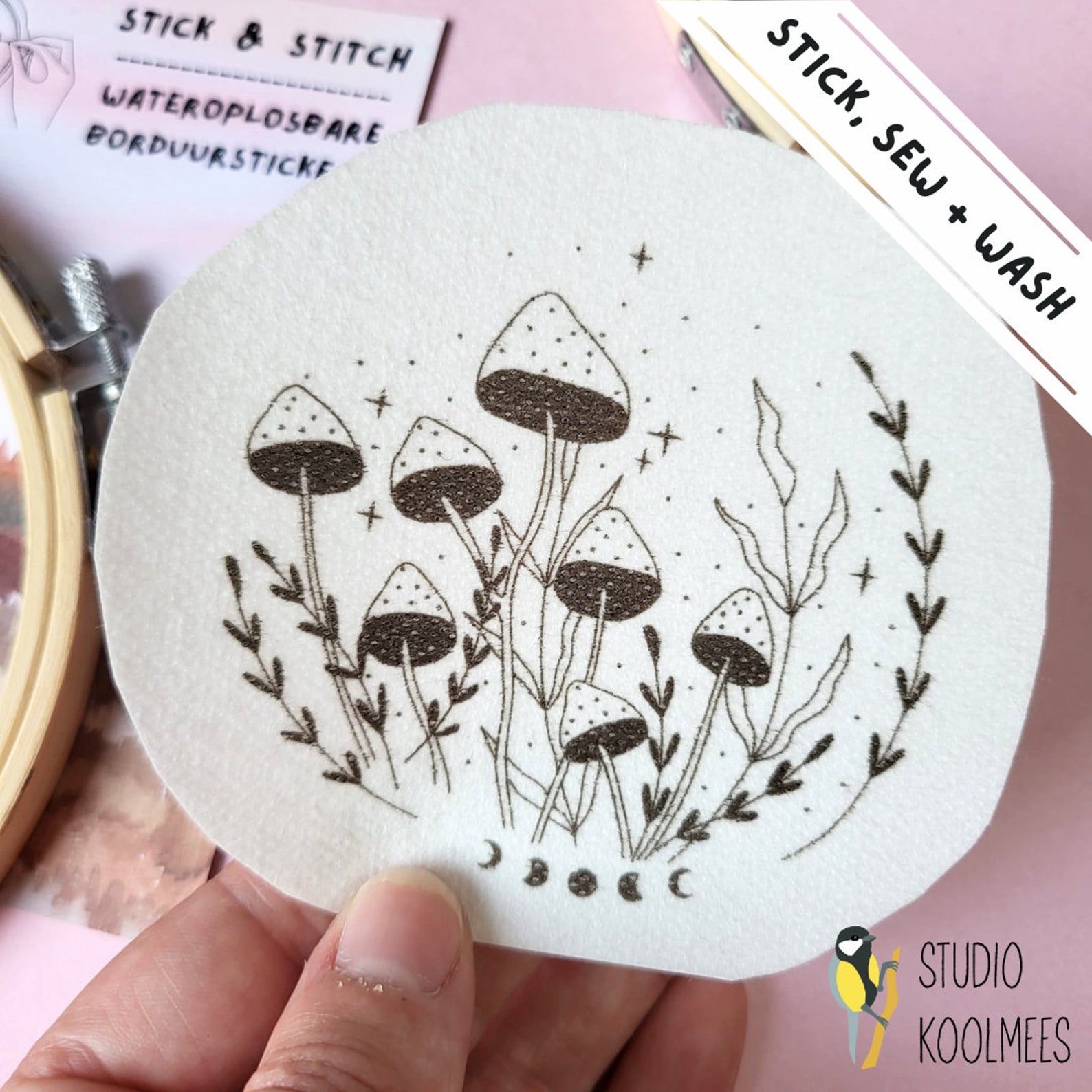 Toadstool Circle Sticker | Sticky Fabri-solvy | Embroidery Patches ...