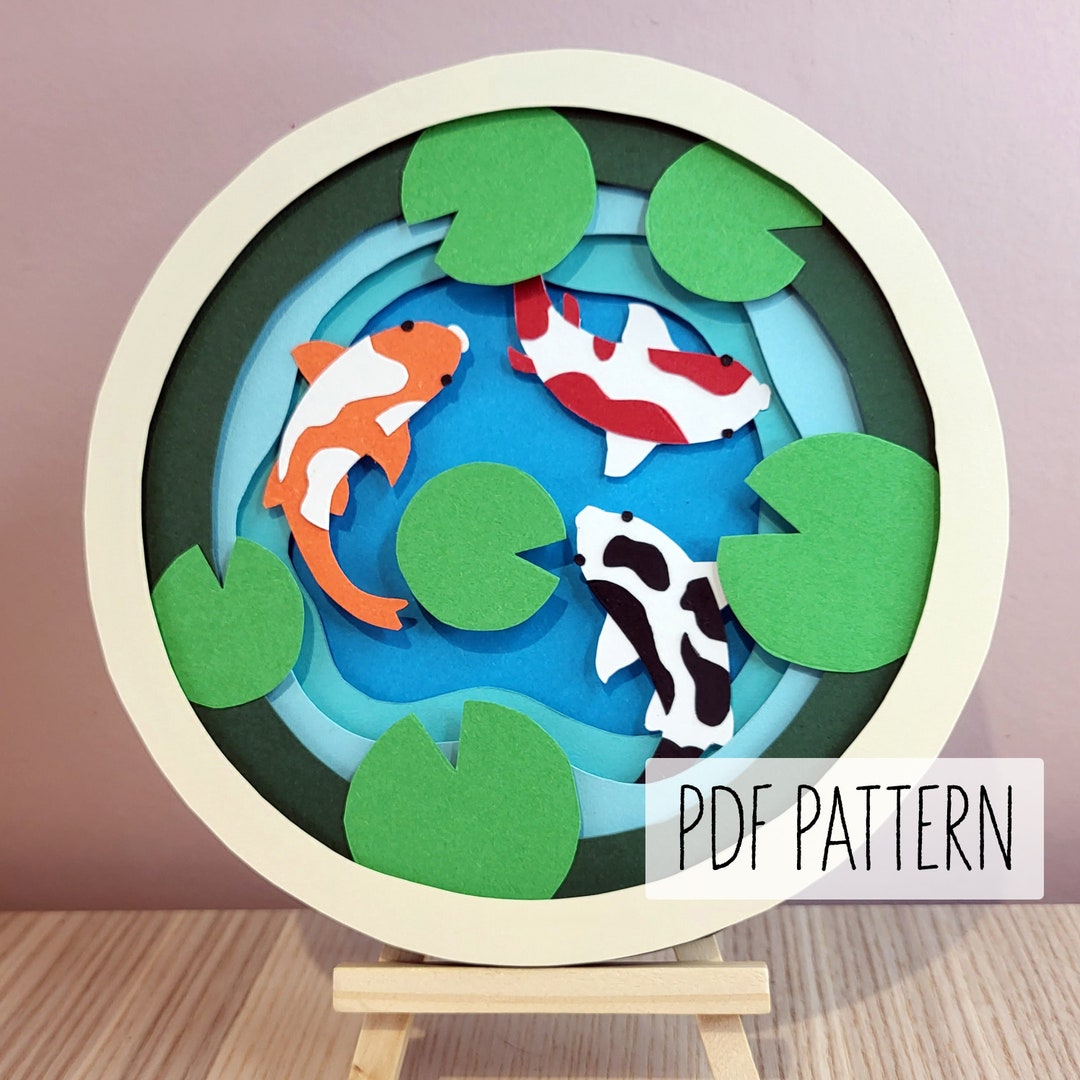 Koi Pond 3D Papercut Pattern | Instant Digital Download | Cutting ...