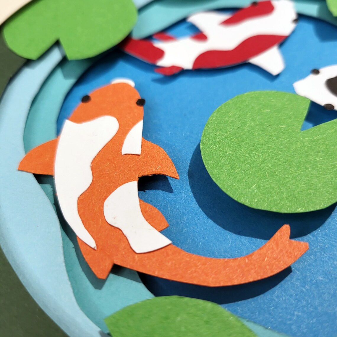 Koi Pond 3D Papercut Pattern | Instant Digital Download | Cutting ...