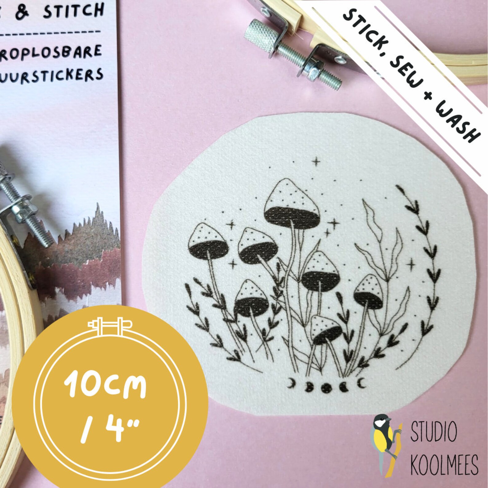 Toadstool Circle Sticker | Sticky Fabri-solvy | Embroidery Patches | Wicca Witchcraft Mushrooms ...