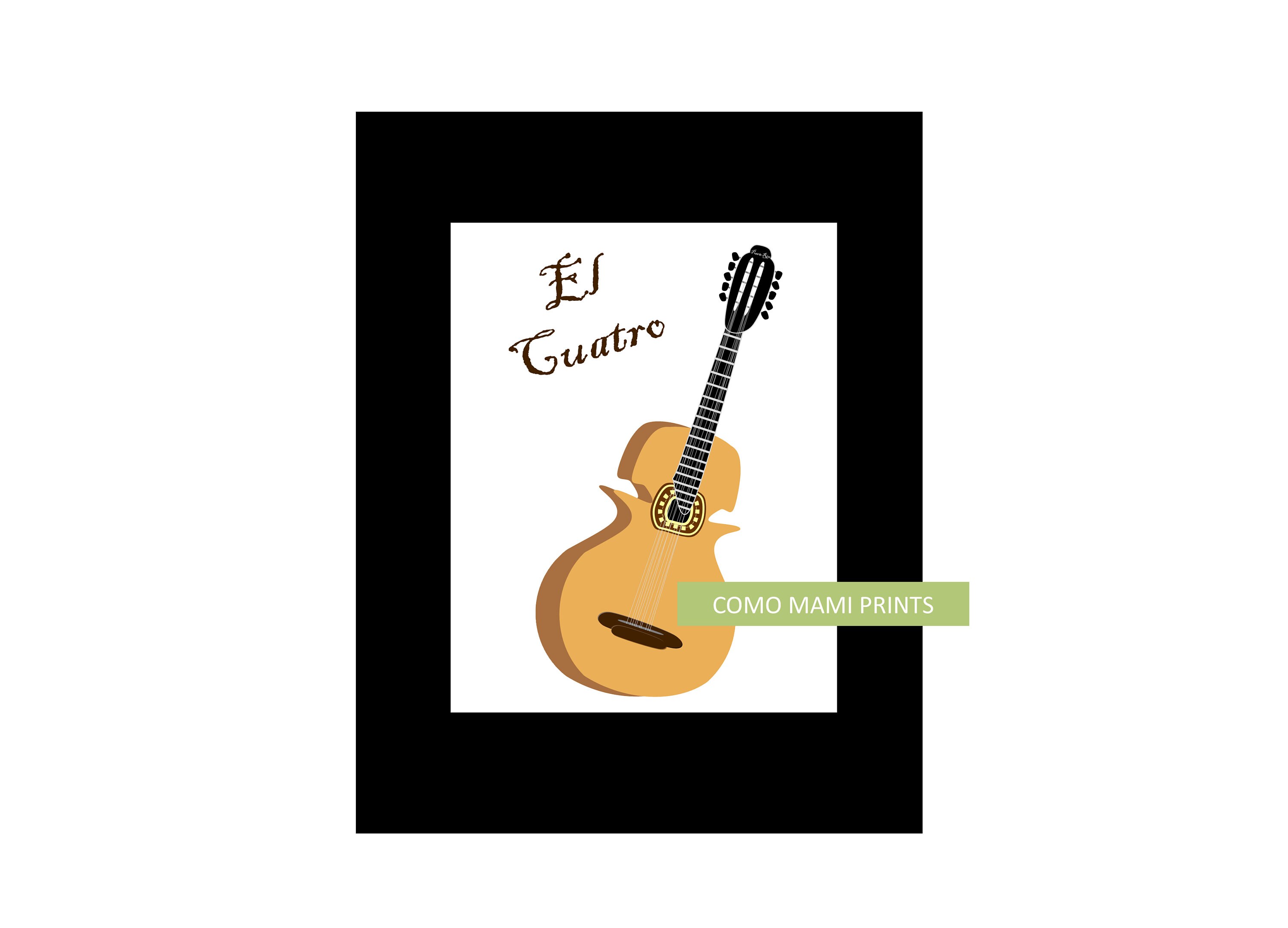 Puerto Rican Art, Puerto Rican Cuatro Guitar, Puerto Rican Print ...