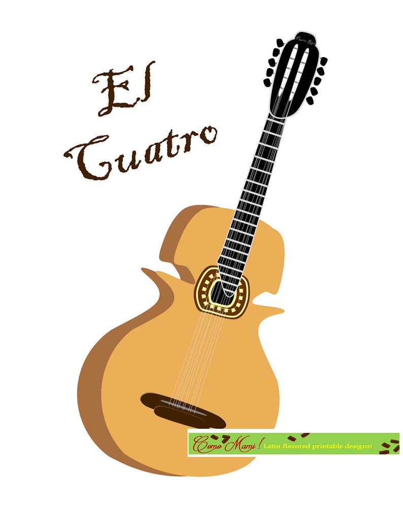 Puerto Rican Art, Puerto Rican Cuatro Guitar, Puerto Rican Print ...